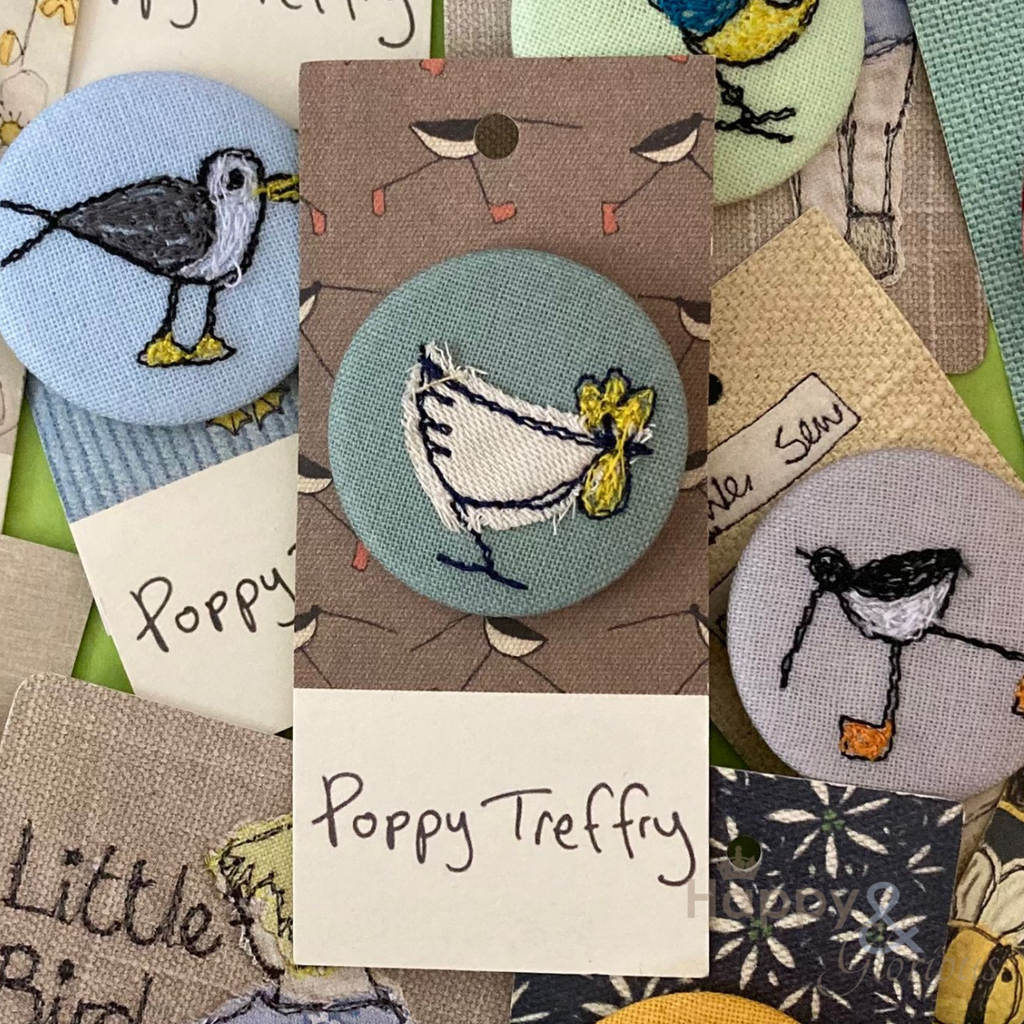 Embroidered chicken brooch – Happy & Glorious